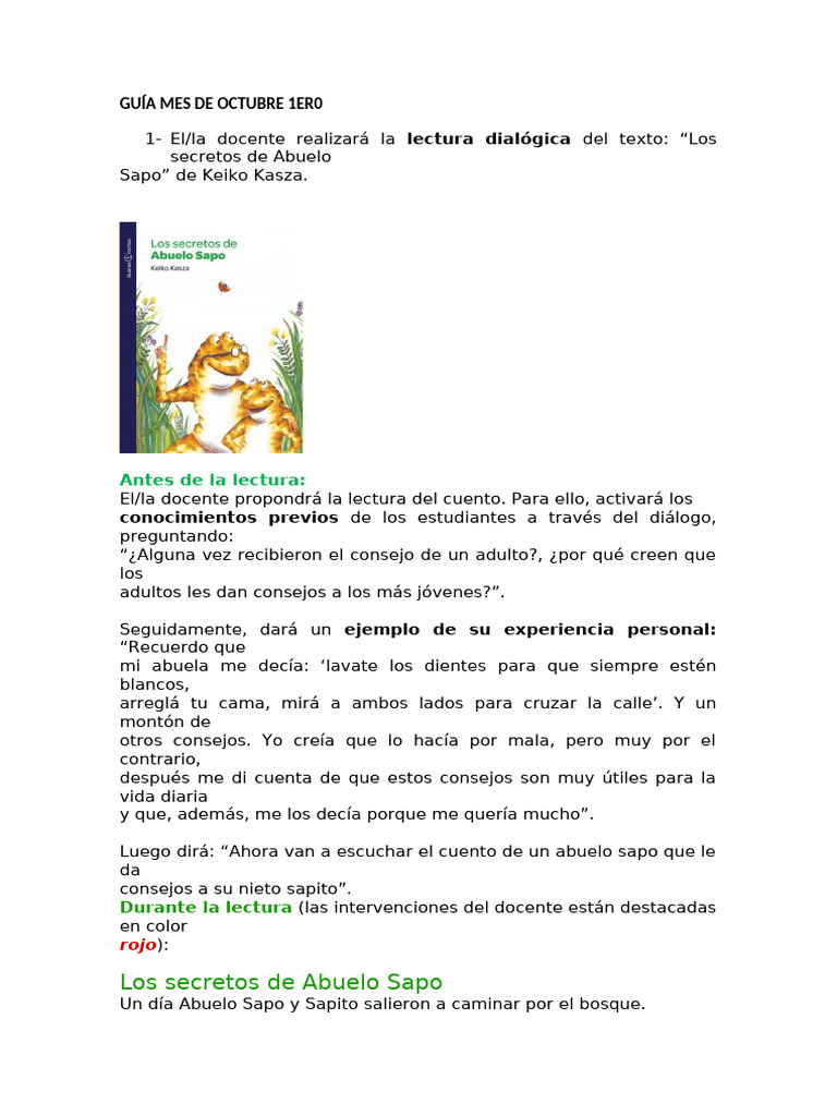 Guía de Lectura: Cuentos de Octubre | PDF | Puntuación | Caso de carta
