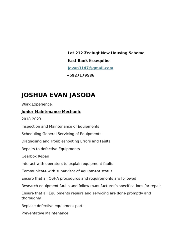 PRC Joshua CV | PDF