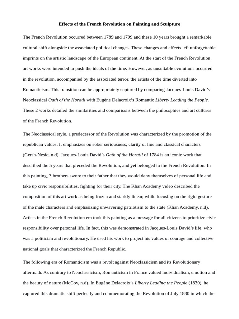 Impact of French Revolution on Art | PDF | Romanticism | The Arts
