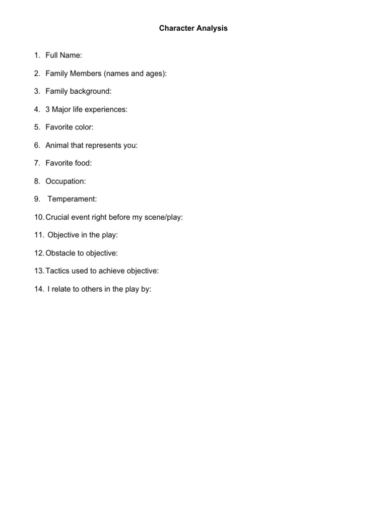 Character Analysis Share | PDF