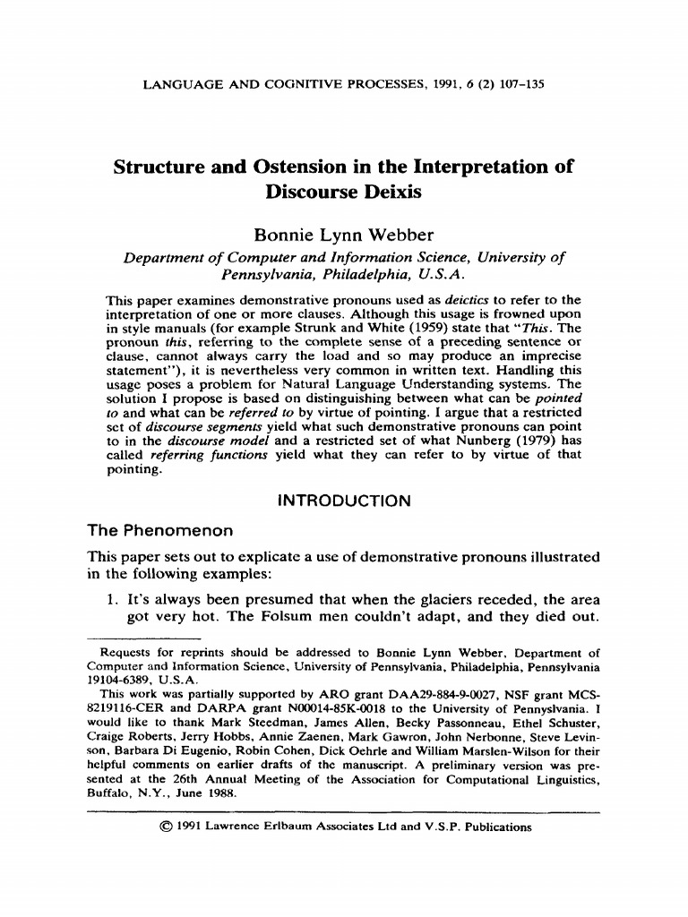 Webber - Structure and Ostension in The Interpretation of Discourse ...