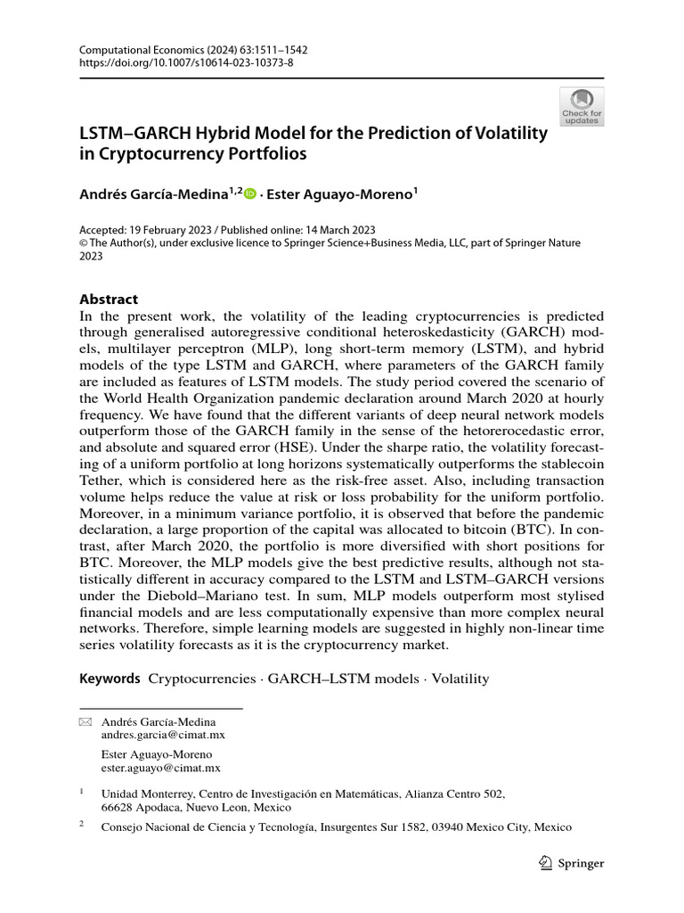 García-Medina Et Al. (2024) - LSTM-GARCH Hybrid Model For The ...