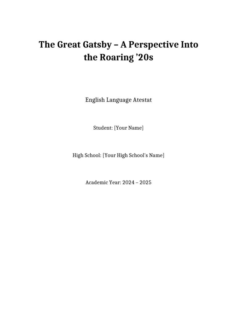 The Great Gatsby: A 1920s Analysis | PDF