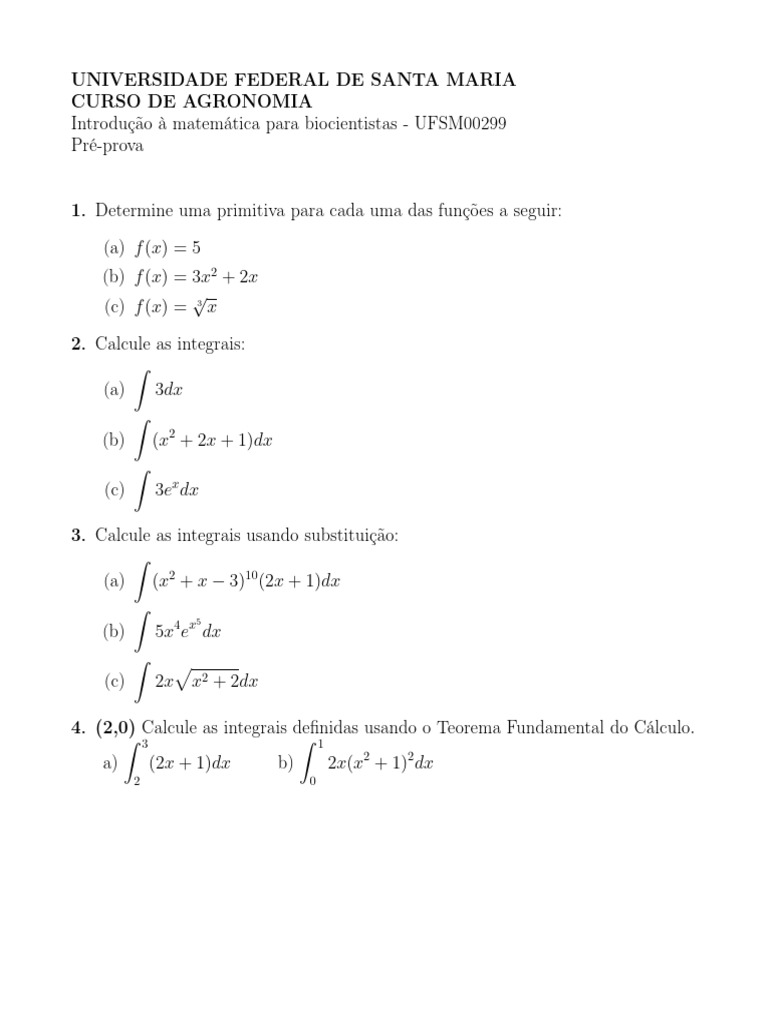 Primitivas e Integrais em Matemática | PDF