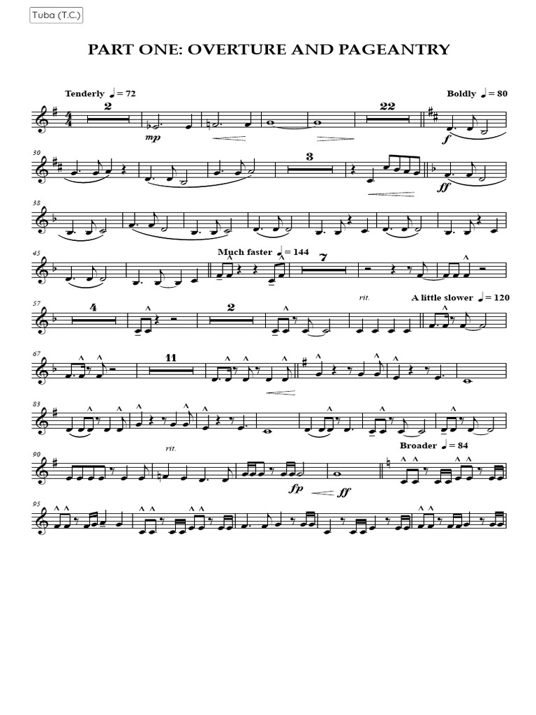 Part 1 Overture and Pageantry-Tuba TC | PDF