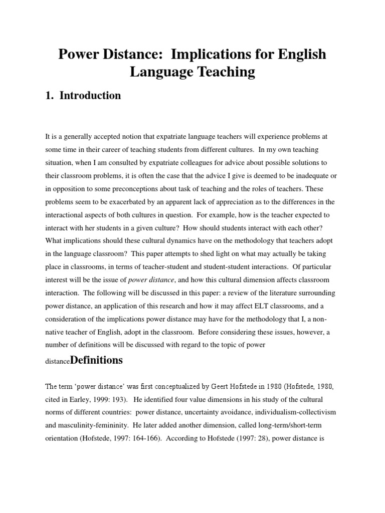 Power Distance | PDF | Teachers | Hierarchy