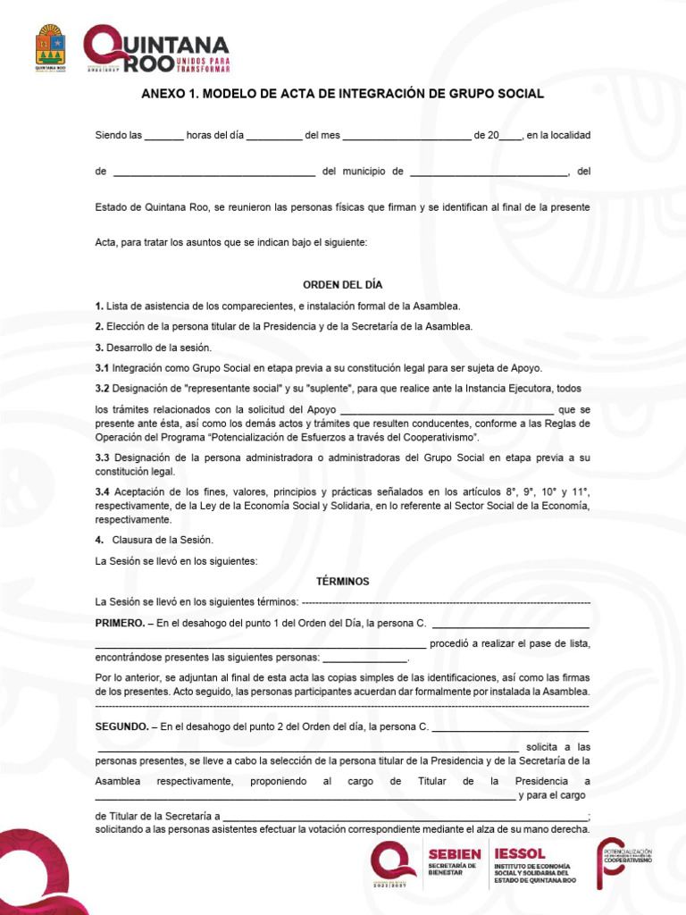 Anexo 1 - Acta de Integracion de Grupo Social Logo | PDF | Privacidad ...