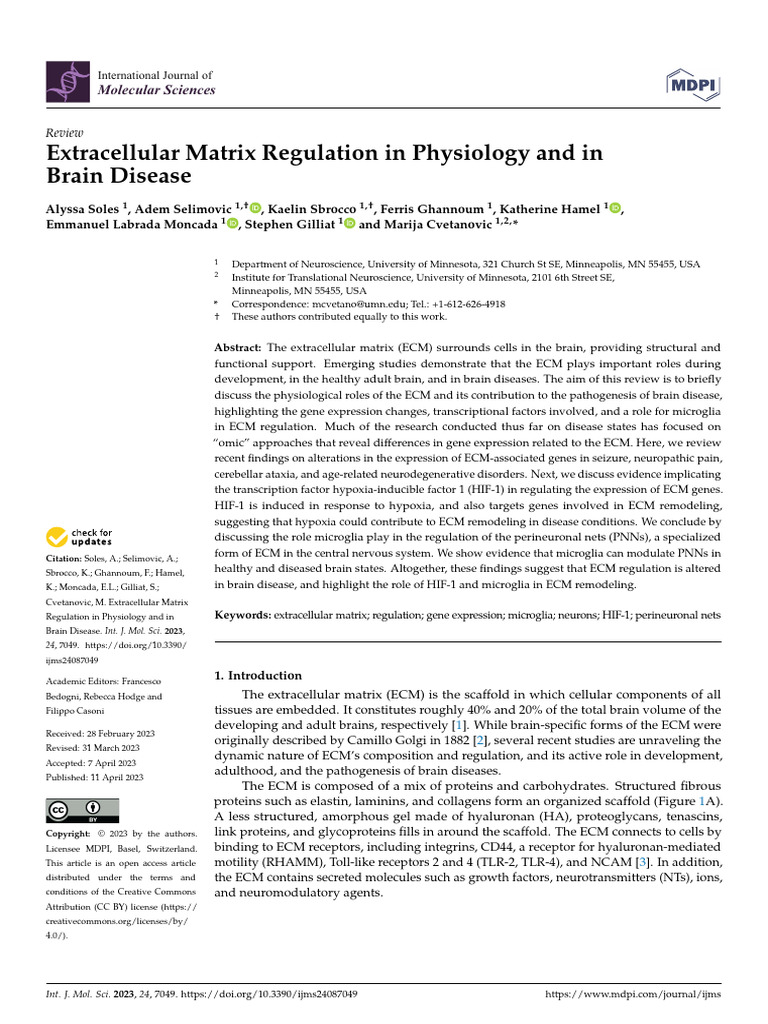 Extracellular Matrix Regulation in Physiology and in | PDF ...