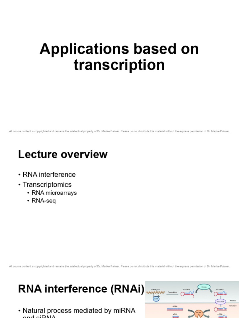 RNA Interference and Transcriptomics Overview | PDF | Complementary Dna ...