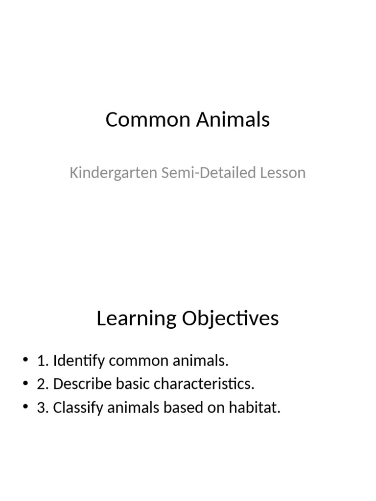 Common Animals Lesson | PDF