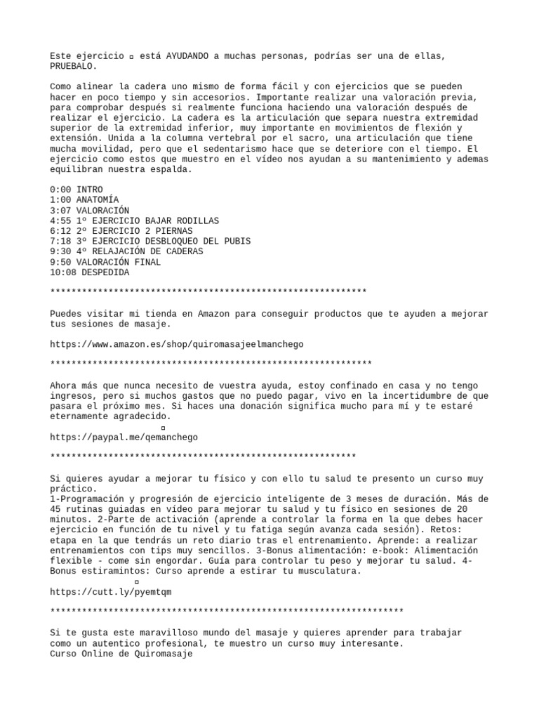 Ejercicios para Alinear la Cadera en Casa | PDF