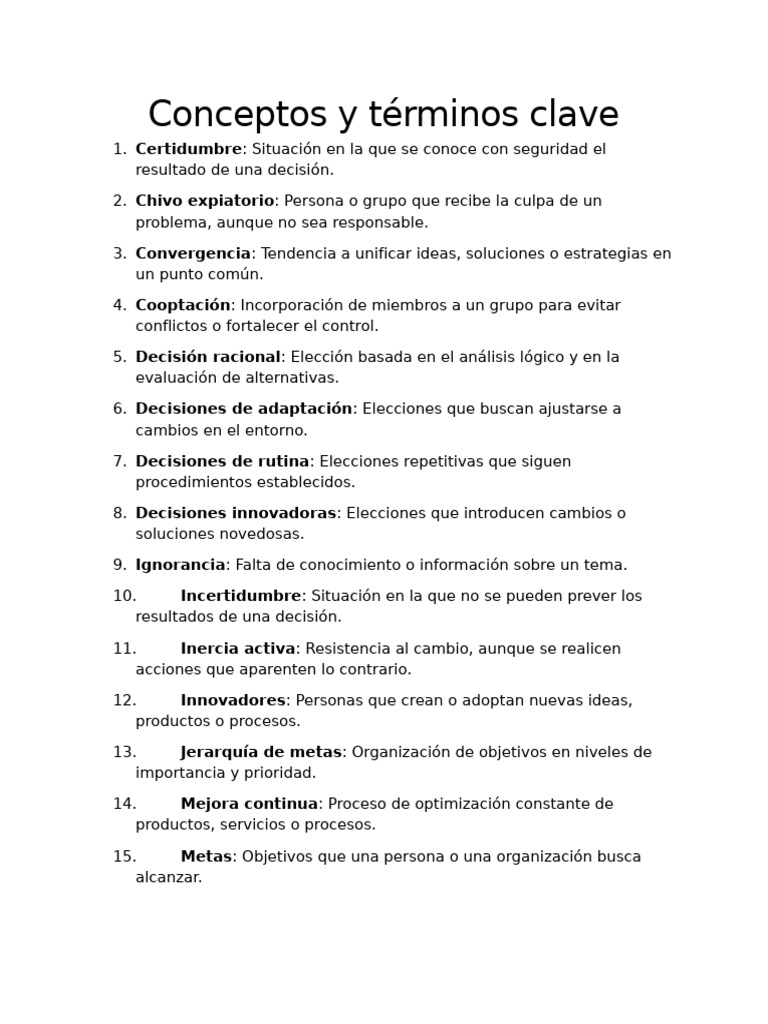 Glosario de Términos de Decisiones | PDF | Parcialidad | Toma de decisiones