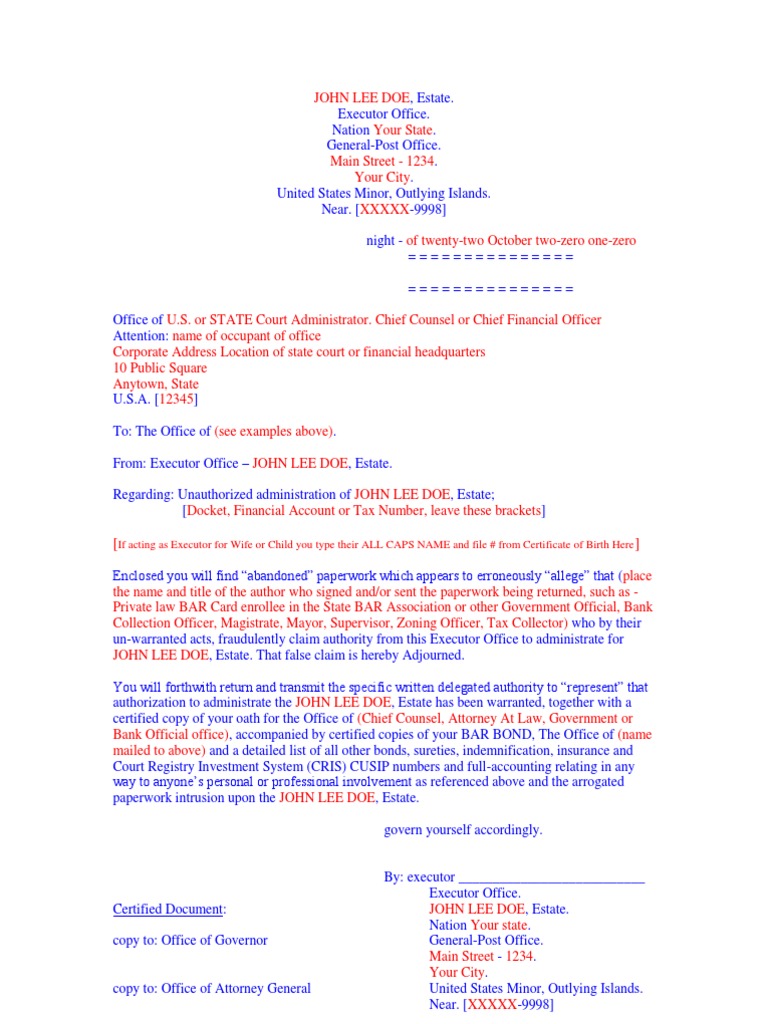 Executor Template in Word | PDF | Executor | The United States