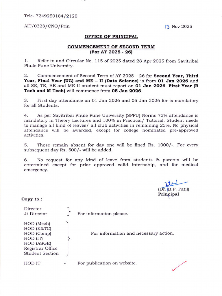 Commencement of Second Term 2025 - 26 | PDF