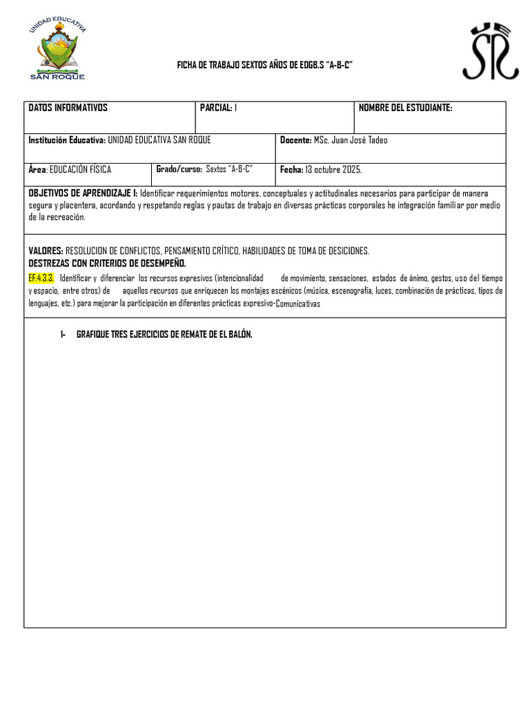 Ficha de Trabajo Sextos Años de Edgb 4 | PDF