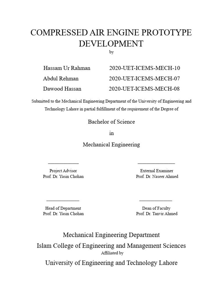 Compressed Air Engine Prototype Development | PDF