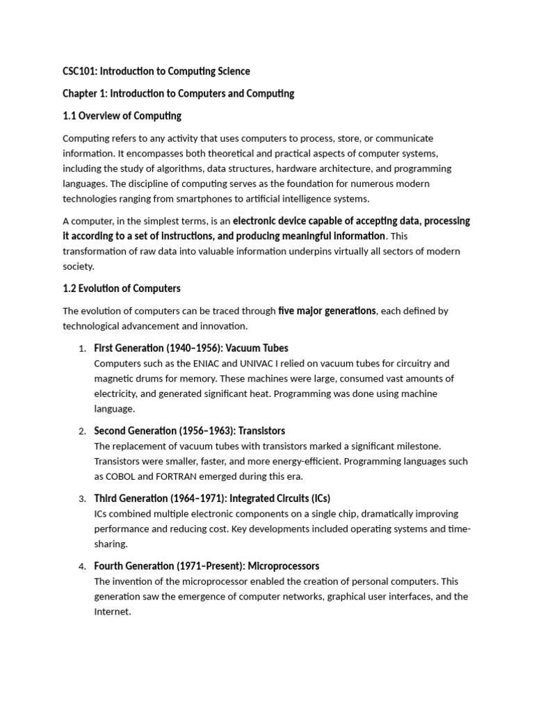 CSC101 Introduction To Computing Sciencce-1 | PDF | Computer Network ...