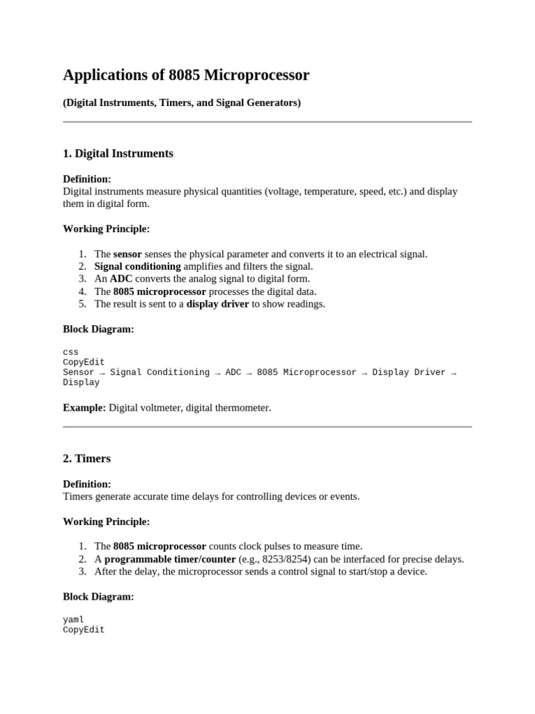 Applications of 8085 Microprocessor | PDF | Analog To Digital Converter ...