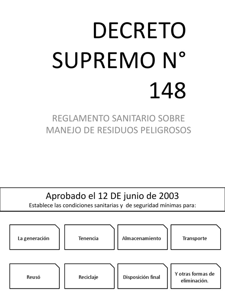 Decreto Supremo #148 | PDF | Toxicidad | Residuos