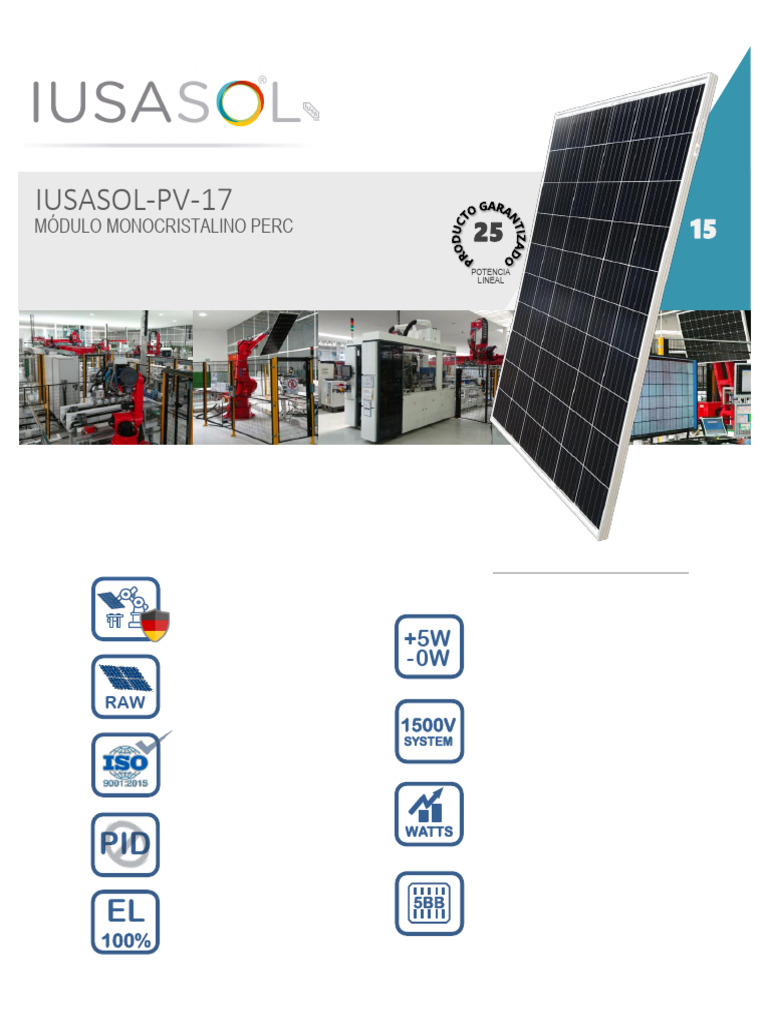 Panel Solar Monocristalino PERC 320-340W | PDF | Panel solar | Electricidad
