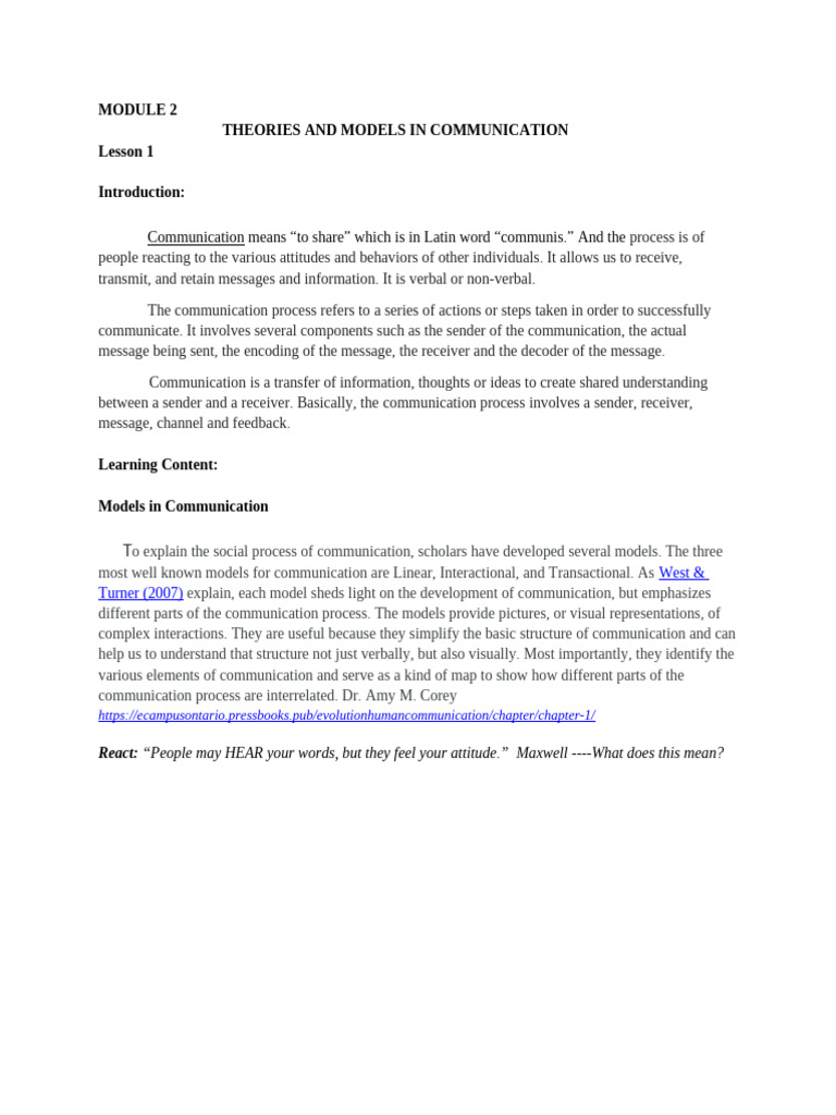 Module 2 Lesson 1 Theories and Models | PDF