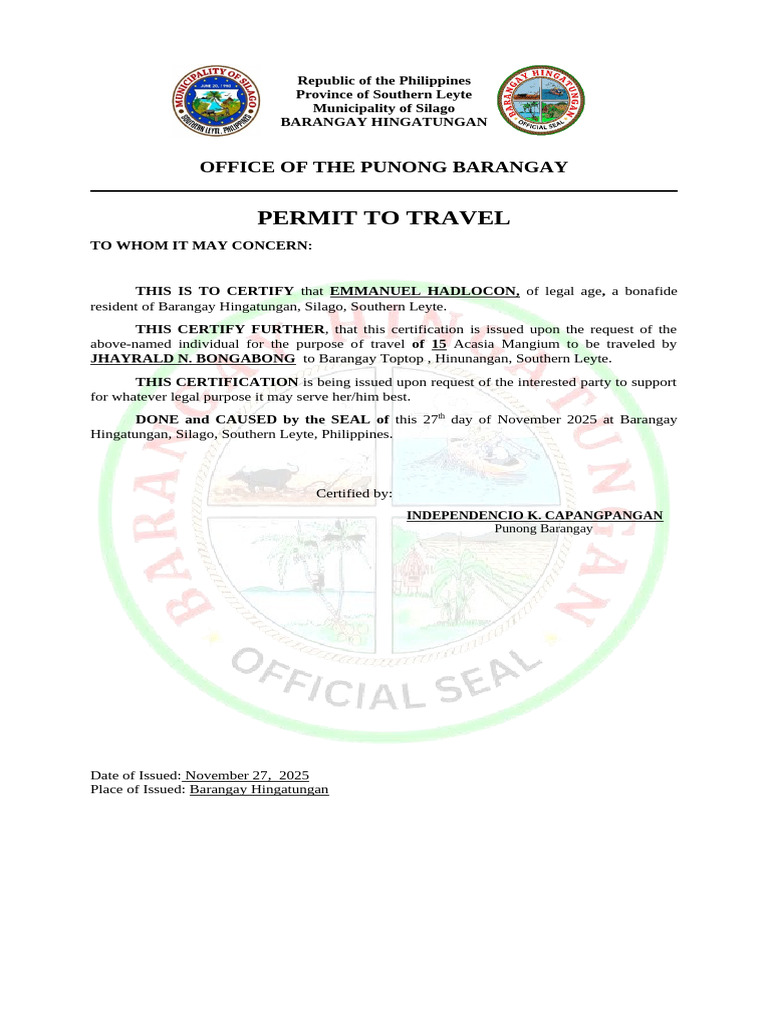 Permit to Travel | PDF