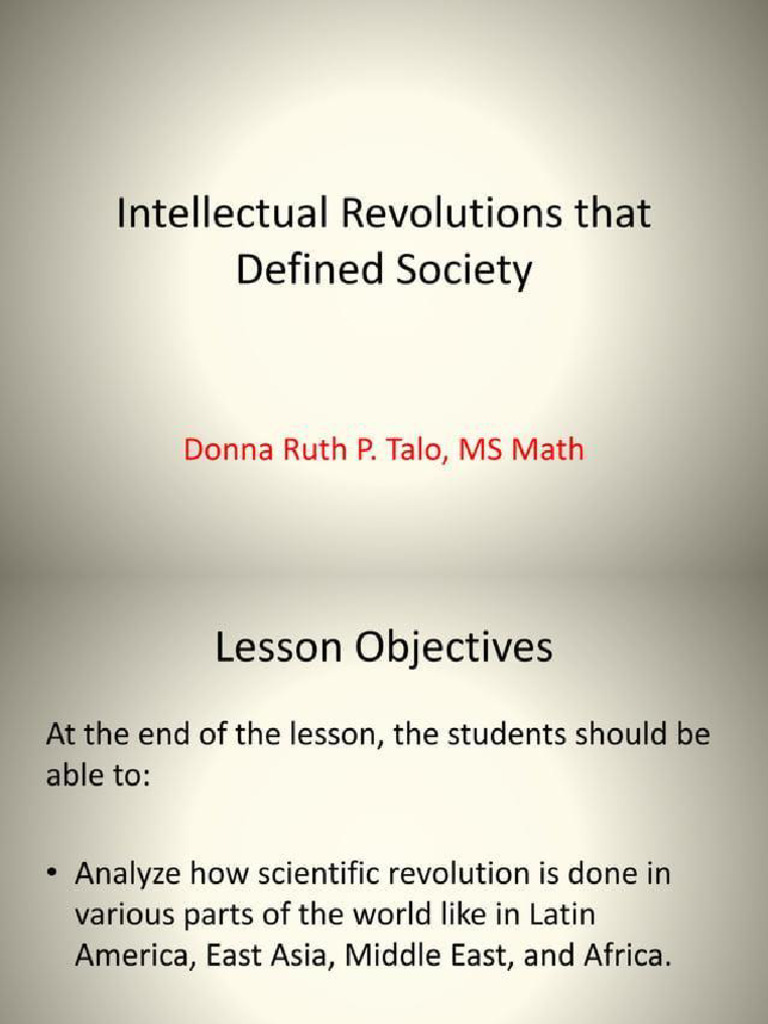 STS Lesson 2 Intellectual Revolutions | PDF