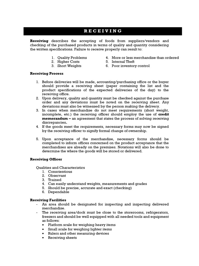 Lesson 5 Receiving-Reheating PDF | PDF | Cooking | Refrigerator
