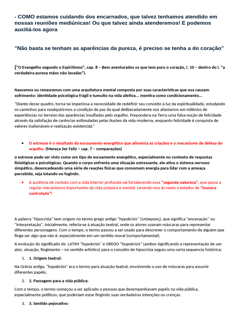 Reflexões sobre Hipocrisia e Espiritualidade | PDF
