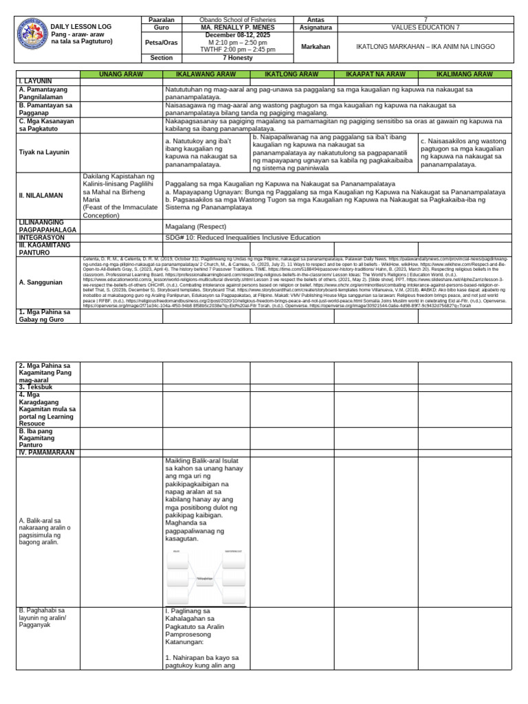 GMRC 7 - Le - 3rd Quarter Lesson 5 Week 6 25-26 | PDF