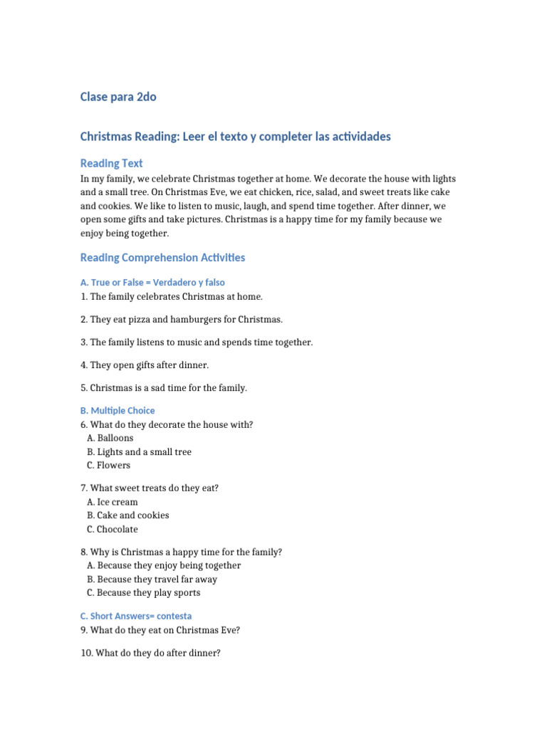 Christmas Worksheet | PDF