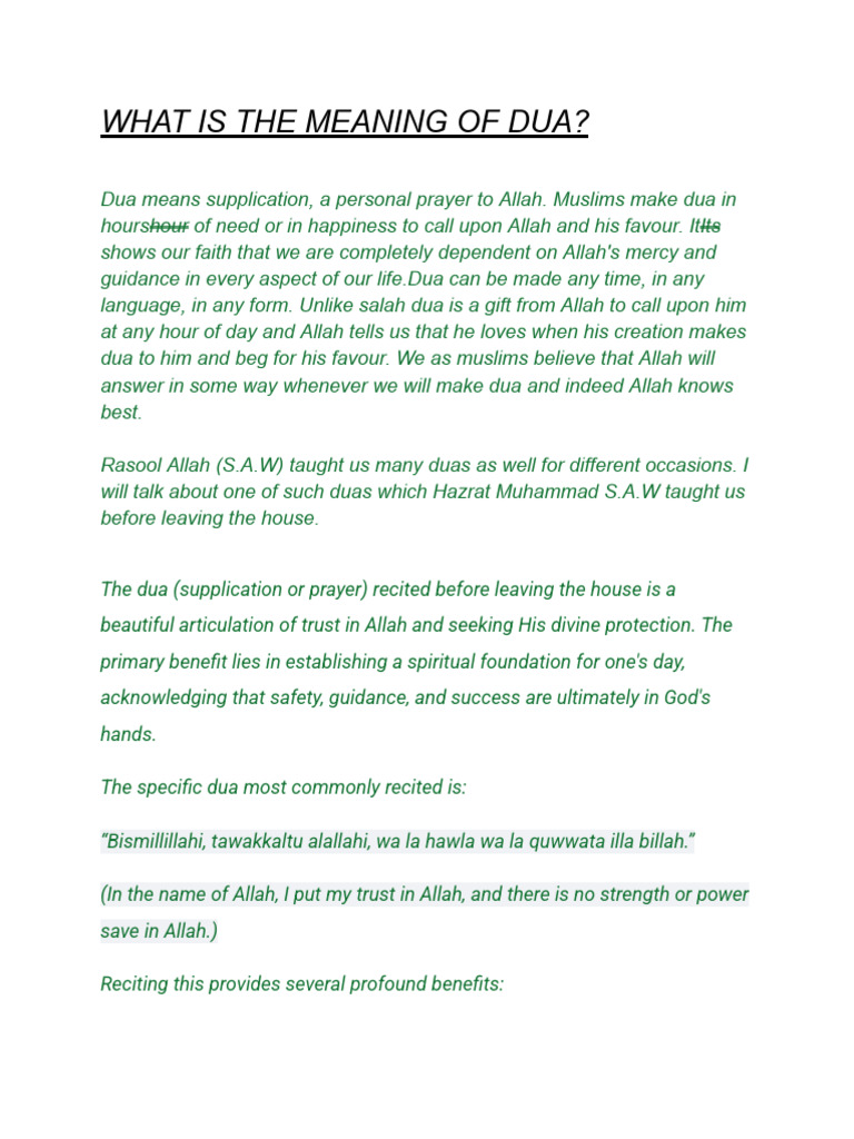 Meaning of Dua | PDF | Religious Belief And Doctrine | Abrahamic Religions
