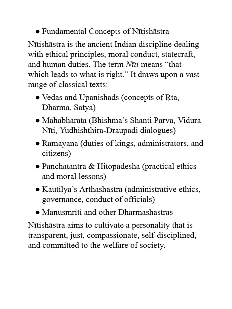 Nītishāstra: Ethics and Governance Insights | PDF | Ātman (Hinduism ...