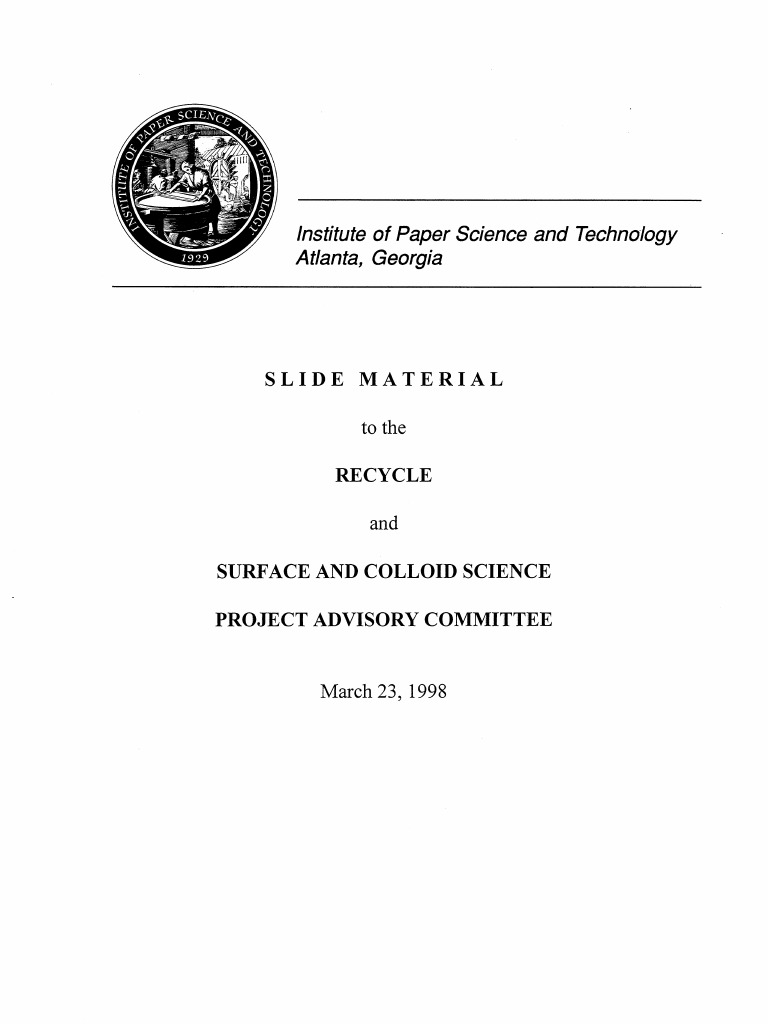 Institute of Paper Science and Technology Atlanta, Georgia | PDF | Foam | Chemistry