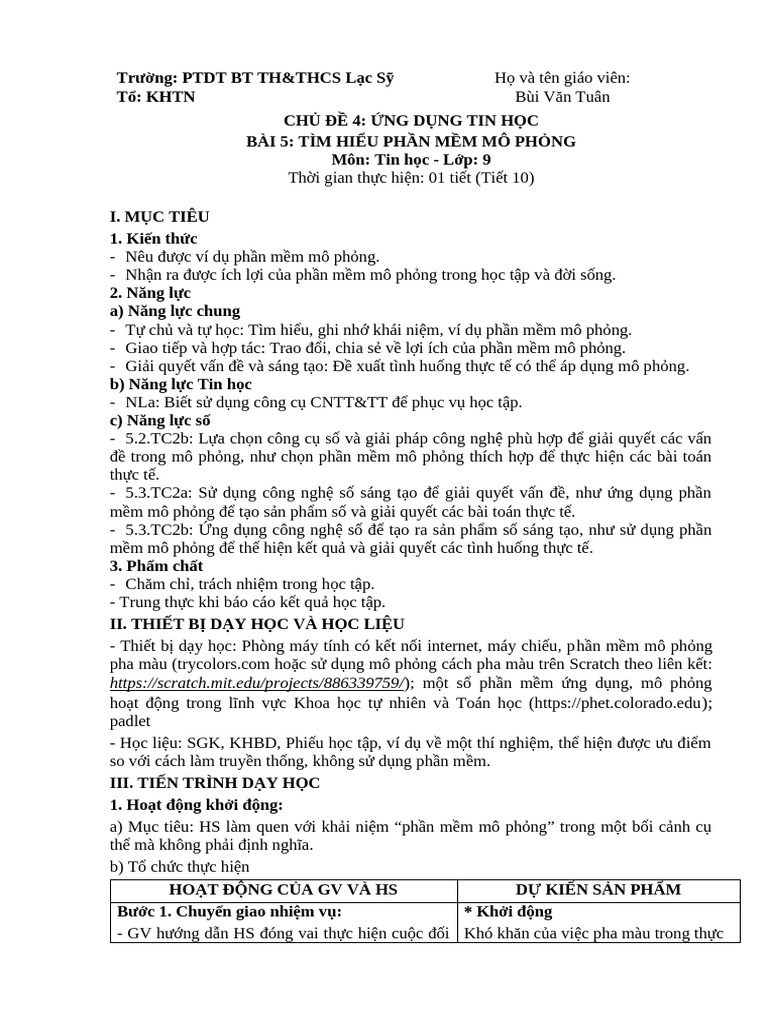 10.bai 5 Tim Hieu Phan Mem Mo Phong (T10) | PDF