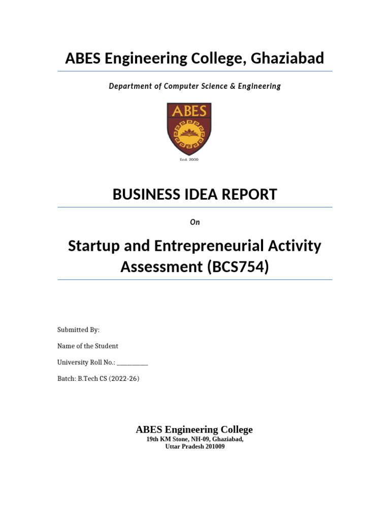 BCS754 Business Idea Report Template | PDF