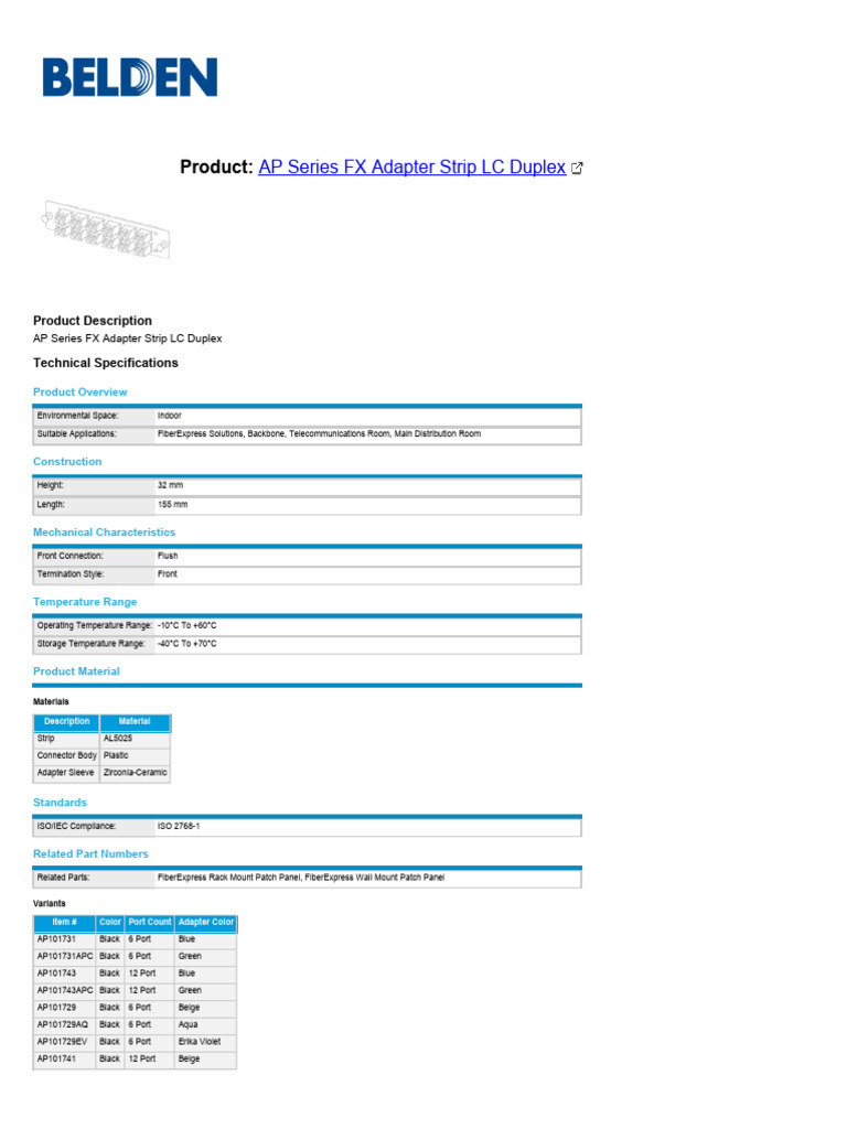 APSeriesFXAdapterStripLCDuplex Techdata | PDF | Information | Damages