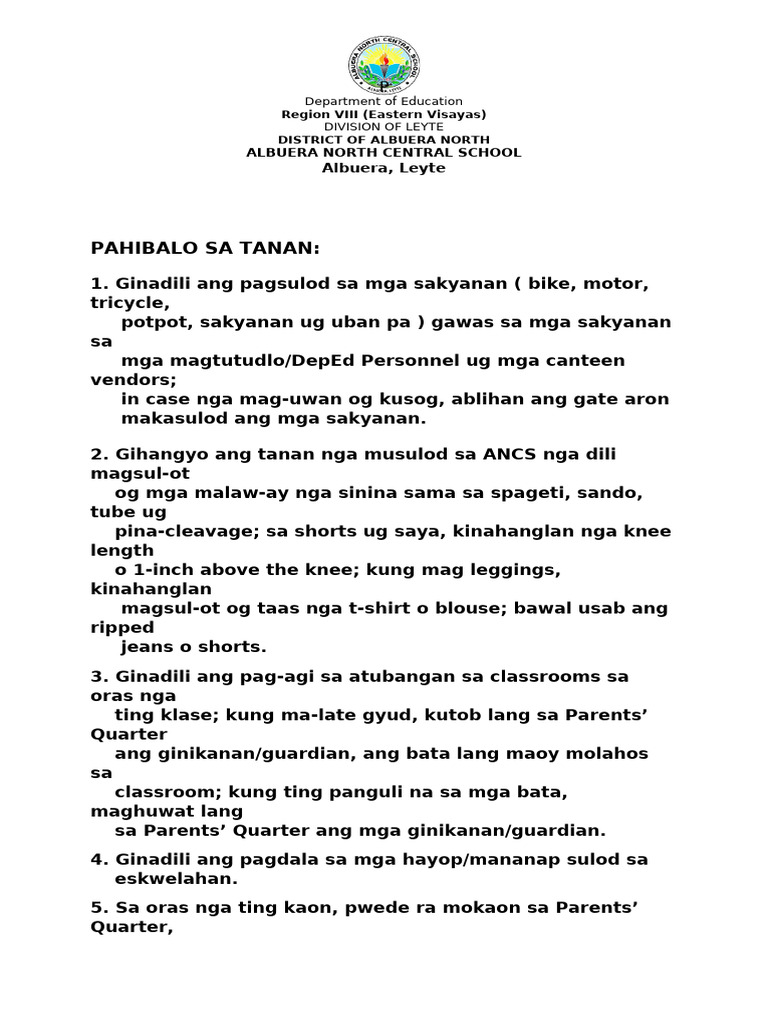 New School Rules SY 2024 2025 | PDF