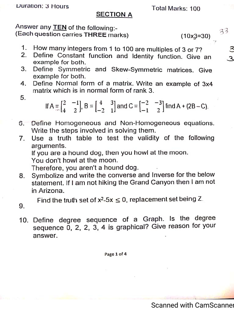 Question Paper for Reference | PDF