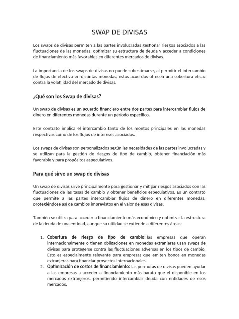 Guía Completa sobre Swaps de Divisas | PDF | Swap (Finanzas) | Moneda