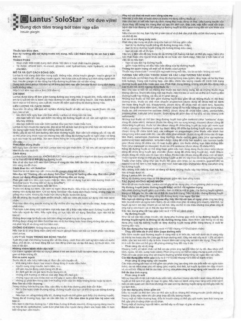 Lantus Solostar 100IU ML HDSD | PDF