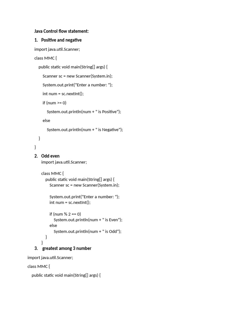 Java Control flow statement practice | PDF | Computer Programming | Software Engineering