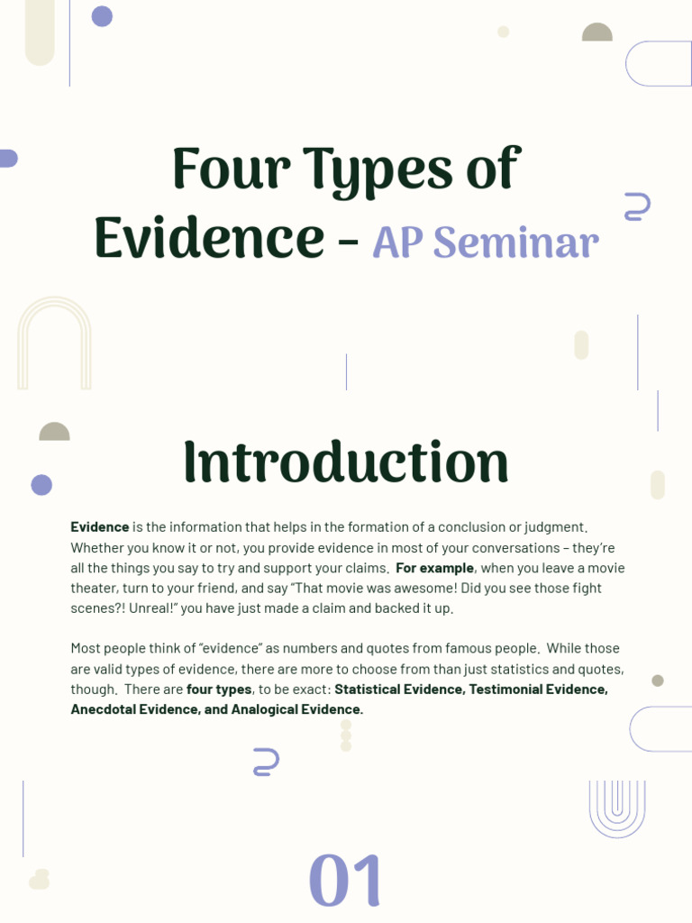 Four Types of Evidence - AP Seminar | PDF | Evidence | Analogy
