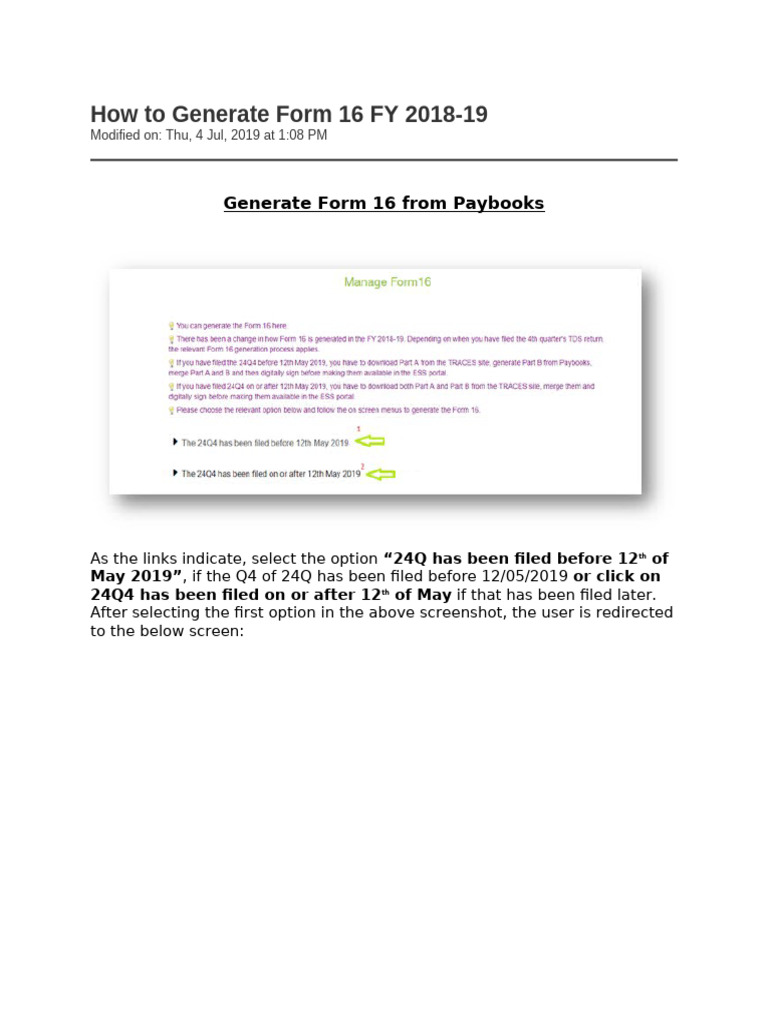How To Generate Form 16 FY 2018 | PDF | Computer File | Utility Software