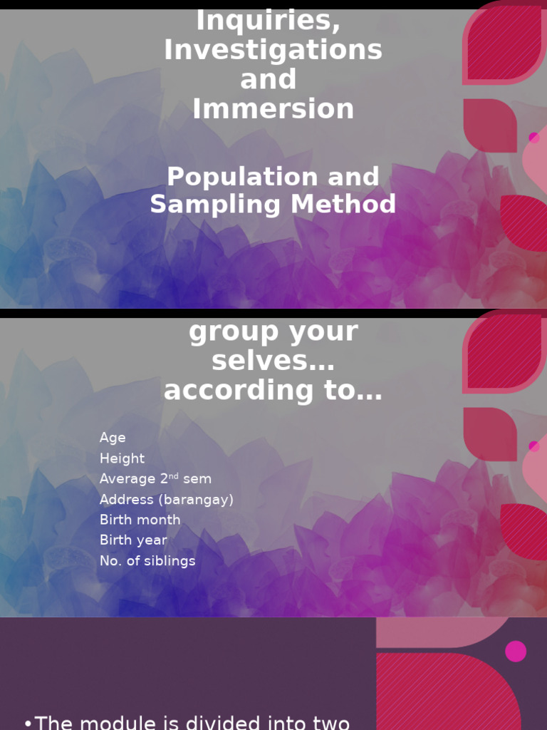 Population and Sampling Methods Overview | PDF | Sampling (Statistics ...