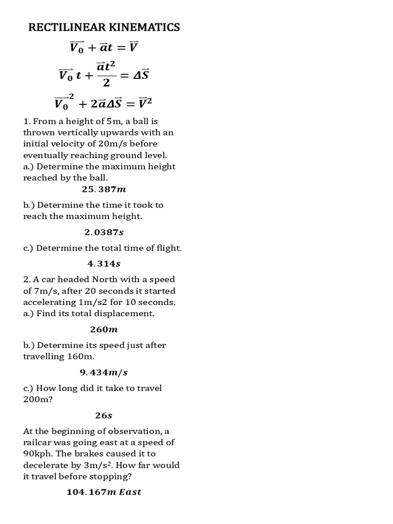 Rectilinear Kinematics | PDF