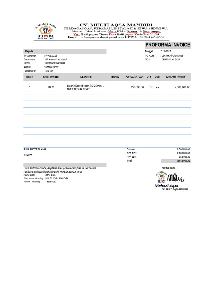 Proforma Invoice | PDF