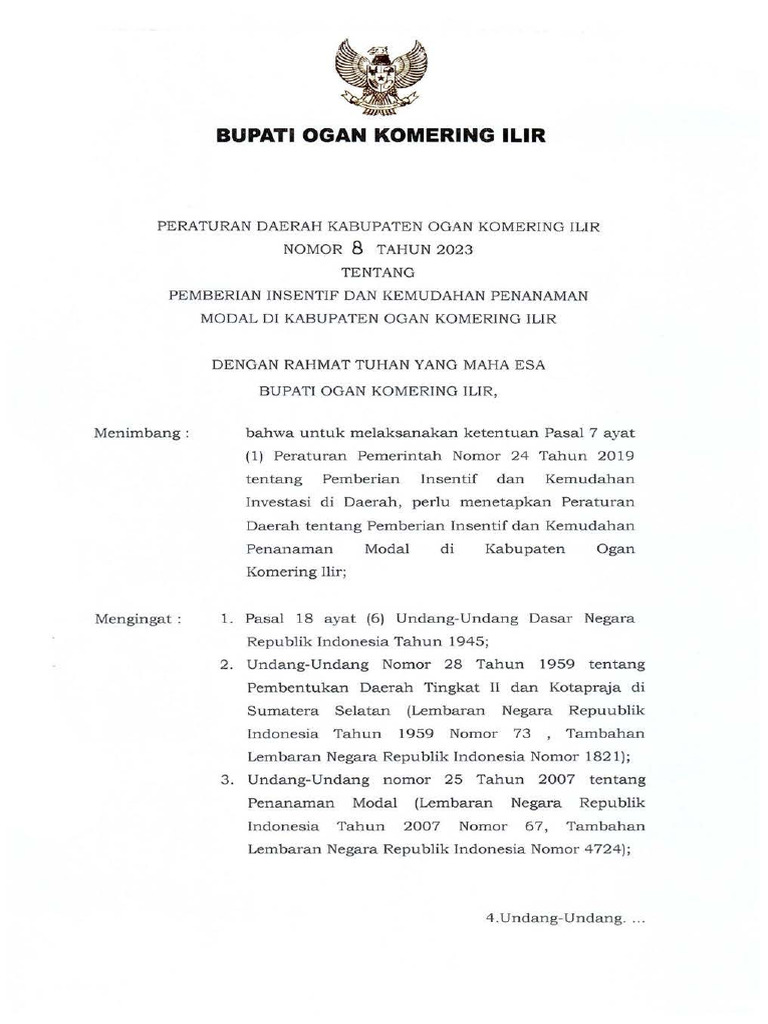 Perda Kab. OKI No_8 Tahun_2023 | PDF