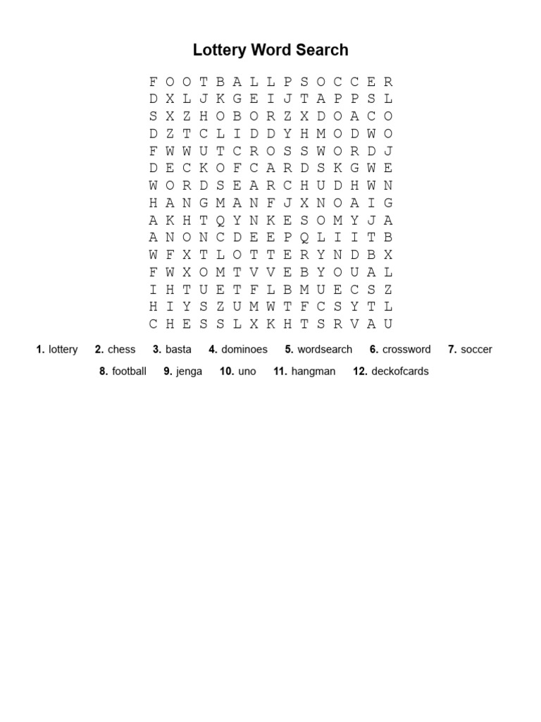 Lottery-Themed Word Search Puzzle | PDF