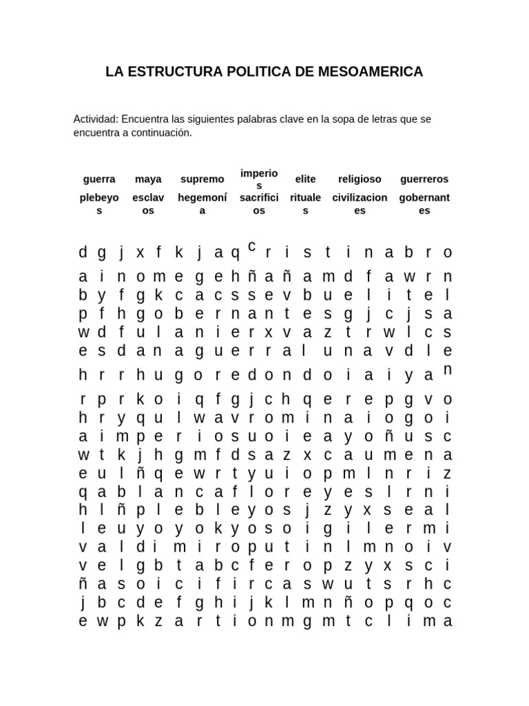 La Estructura Politica de Mesoamerica-Sopa de Letra | PDF